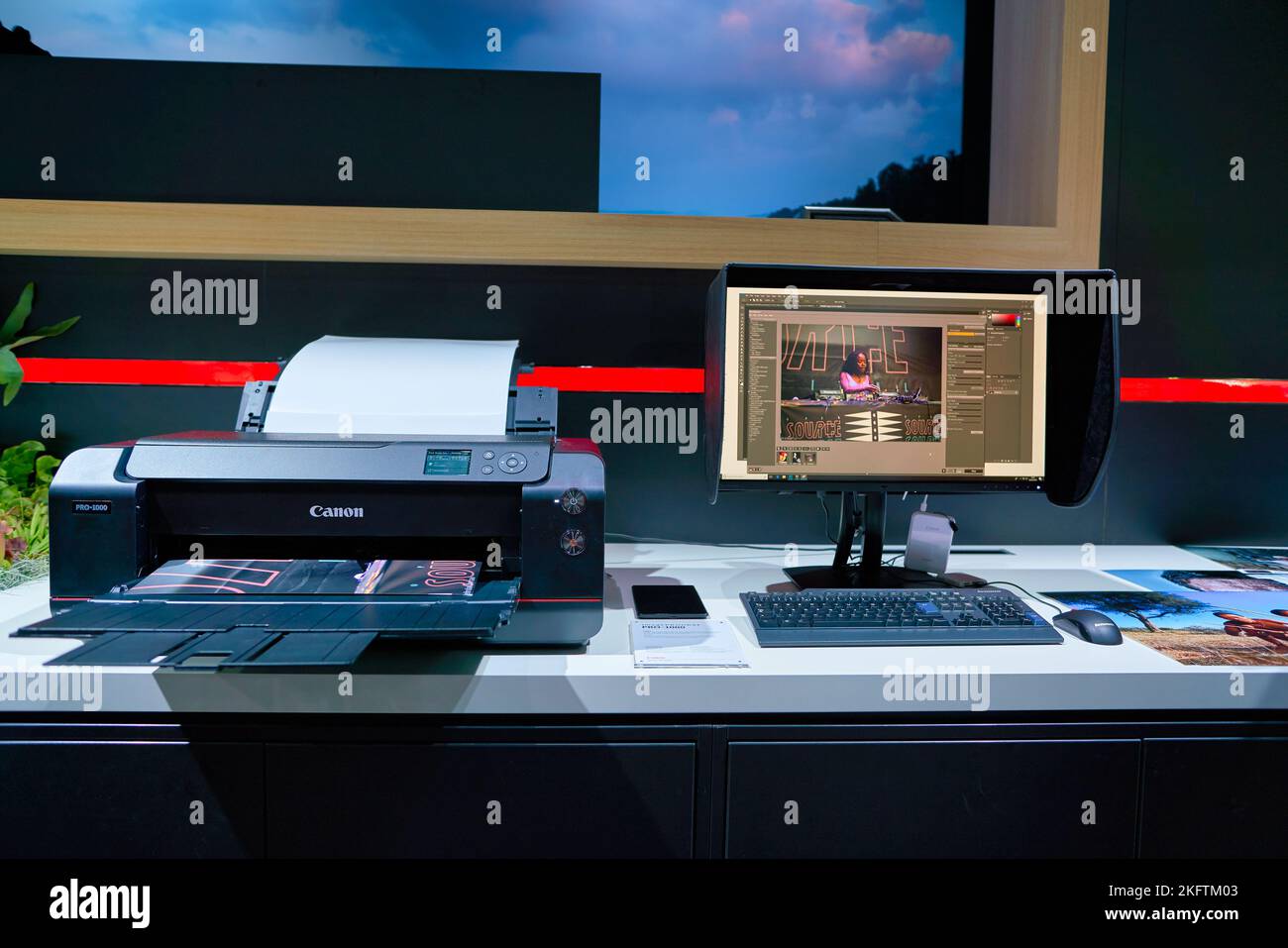 COLOGNE, GERMANY - CIRCA SEPTEMBER, 2018: inkjet printer on display at ...
