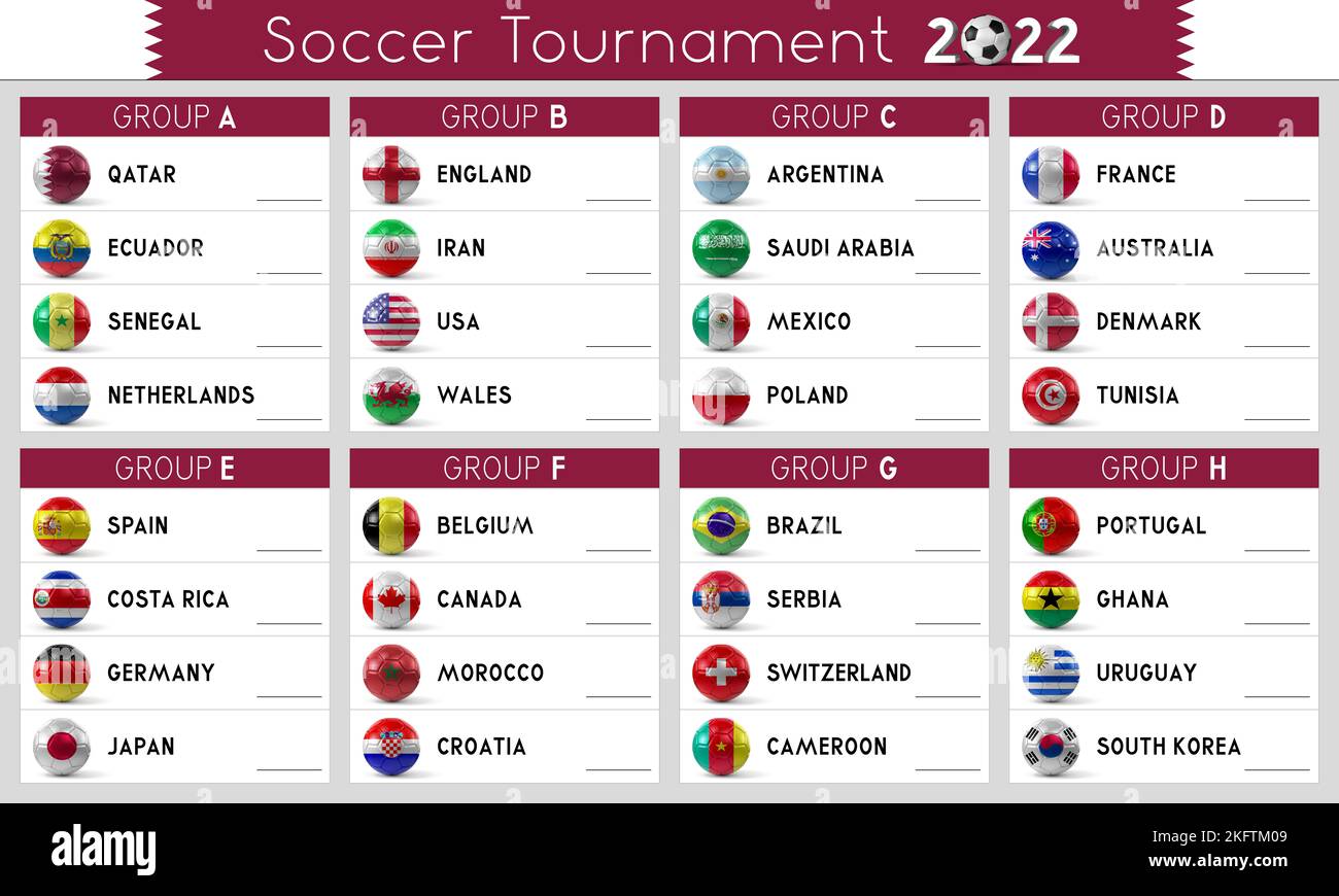 Soccer Tournament 2022 matches - 3D illustration Stock Photo - Alamy
