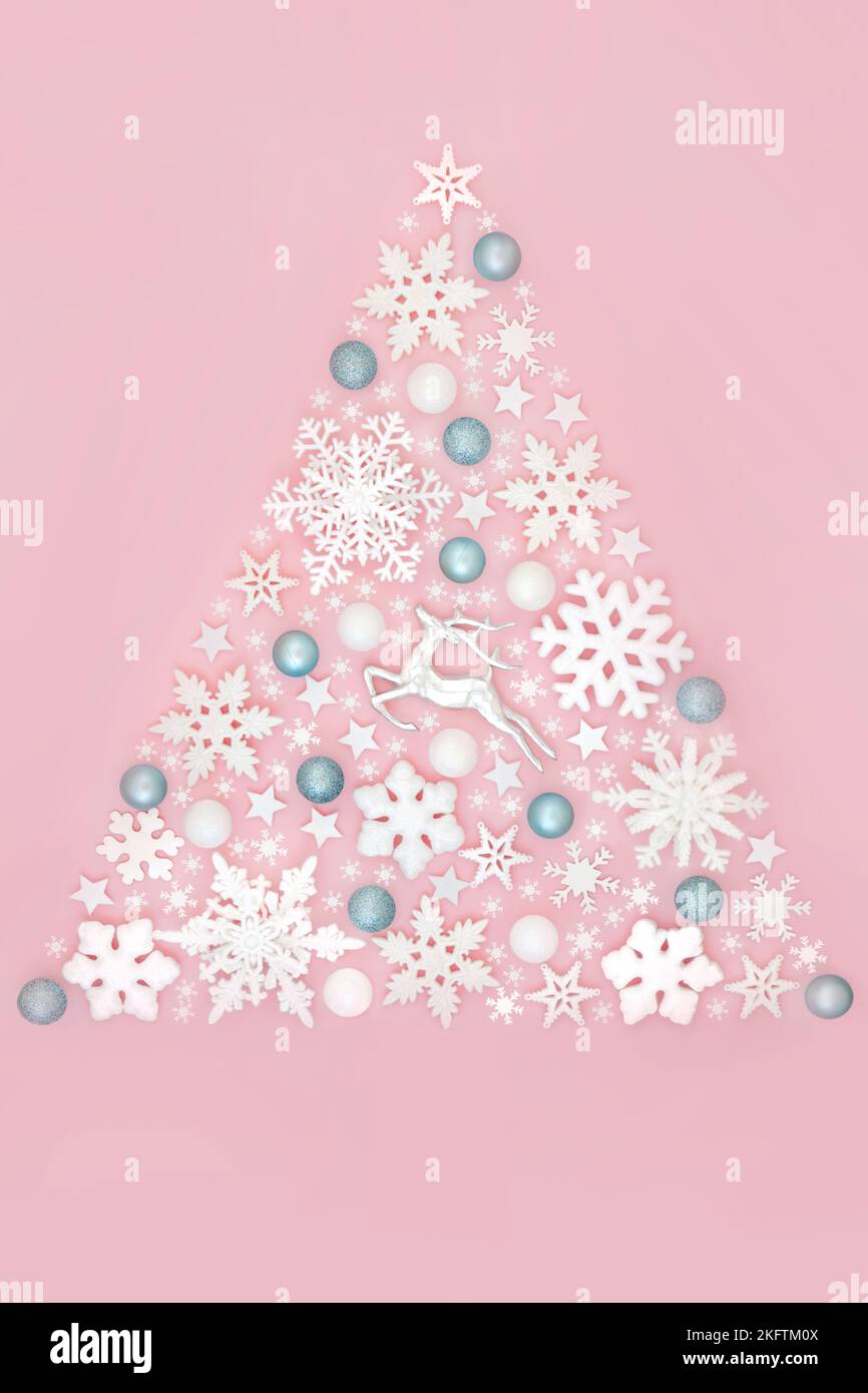 Festive Christmas tree shape abstract north pole concept with snowflake ...