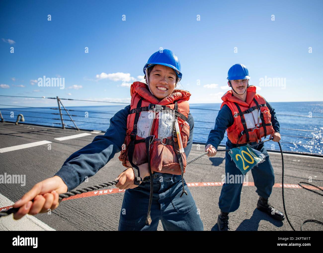 Ensign Bertina Xue, left, and Ensign Tyler McAvoy, assigned to the ...