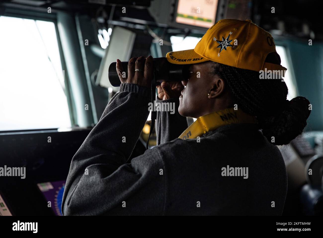 PENTLAND FIRTH STRAIT (Oct. 7, 2022) Lt. Danyelle Davis looks through ...