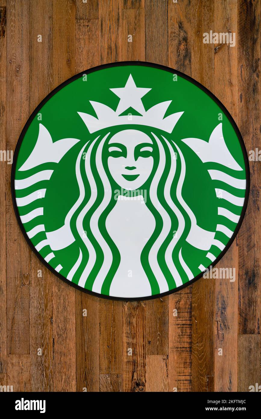 Wooden starbucks sign hi-res stock photography and images - Alamy