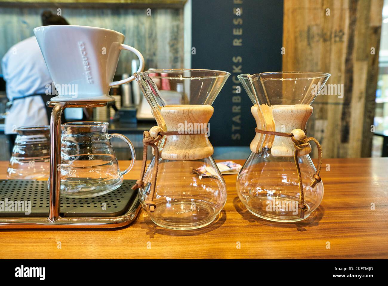 SHENZHEN, CHINA - CIRCA NOVEMBER, 2019: Chemex coffeemakers on display ...
