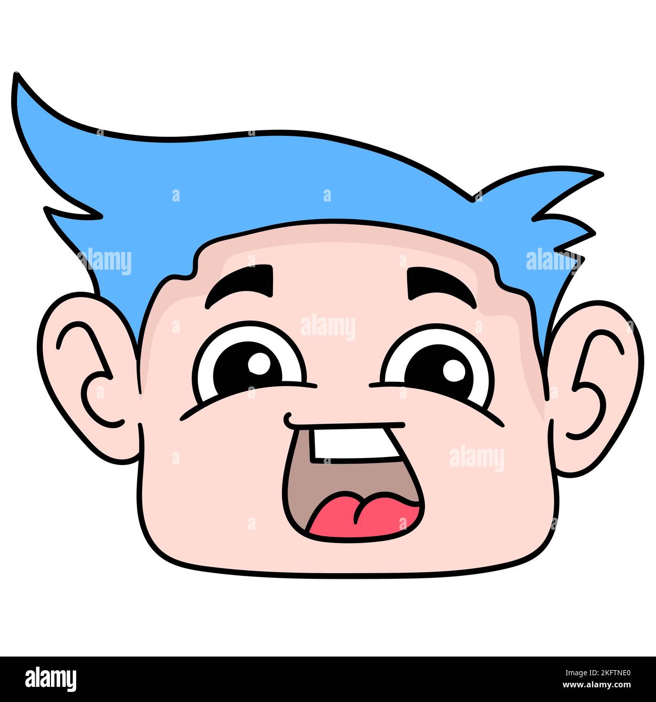 A 3D doodle hand drawing of a cartoon character with a surprise face ...