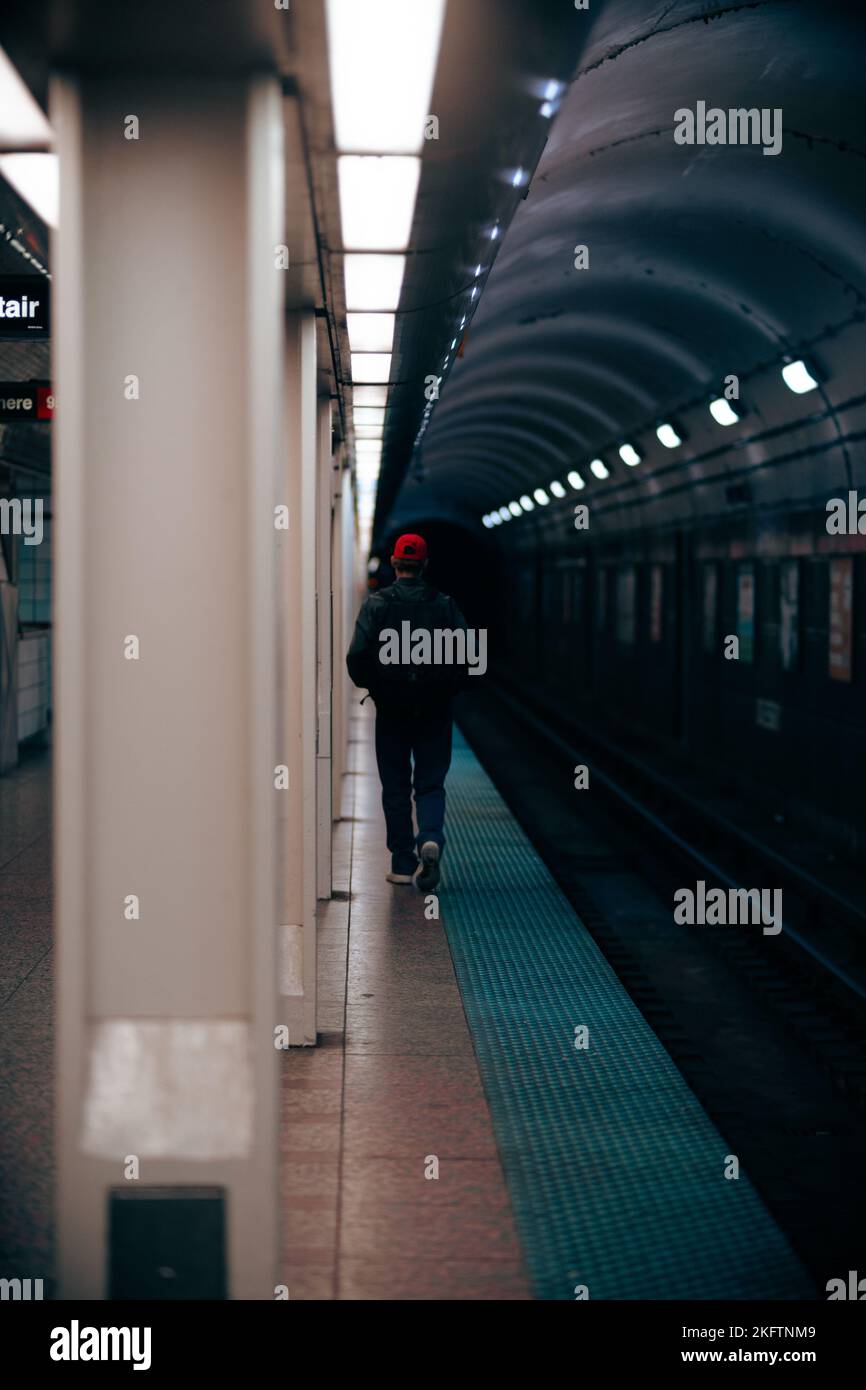 A vertical shot of the underground metro in Chicago Stock Photo - Alamy