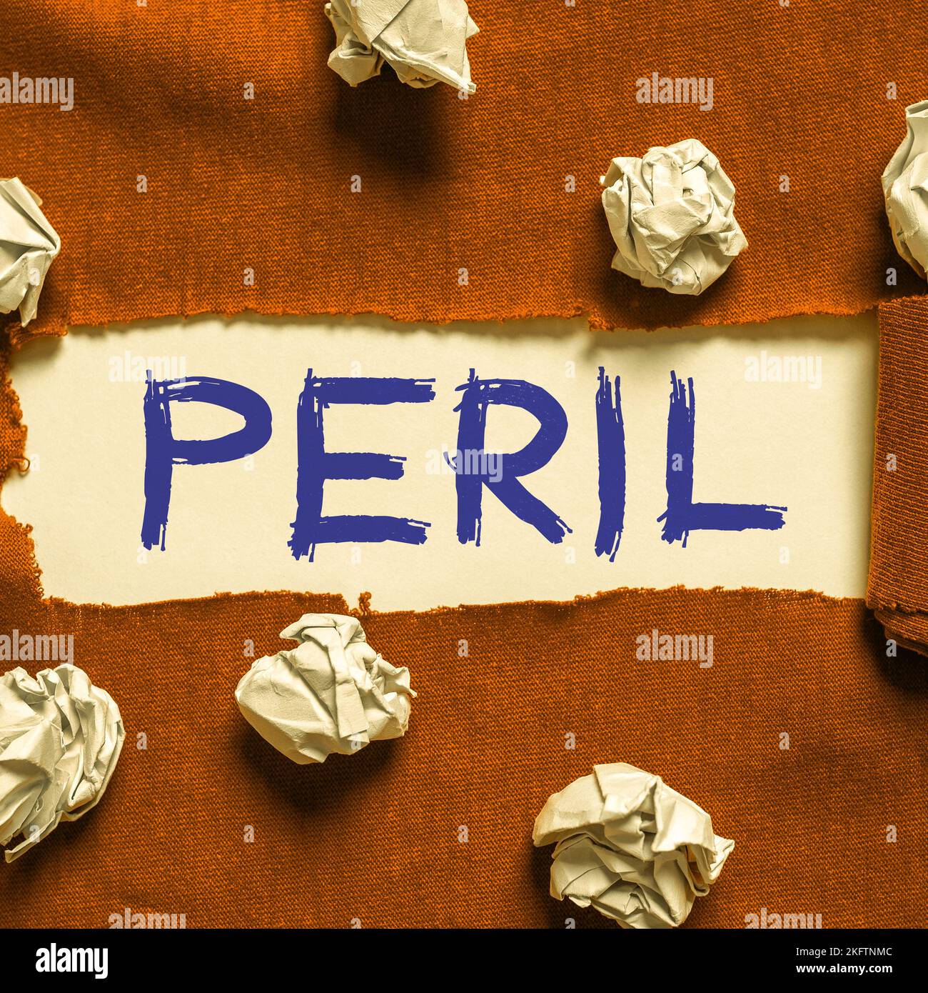Text caption presenting Peril. Business concept indicates something ...