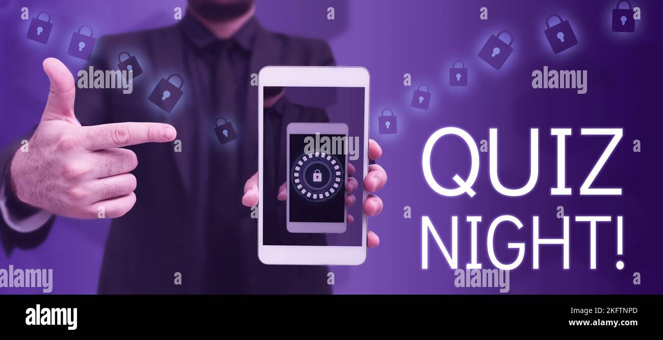 Handwriting text Quiz Night. Conceptual photo evening test knowledge ...