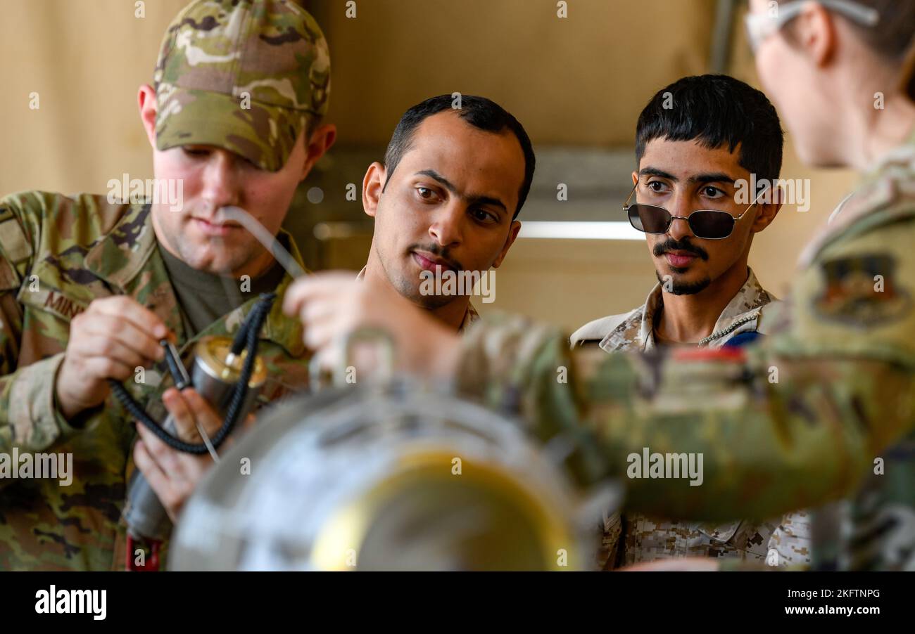 U.S. Air Force Senior Airman Christopher Minnich, a munitions flight ...