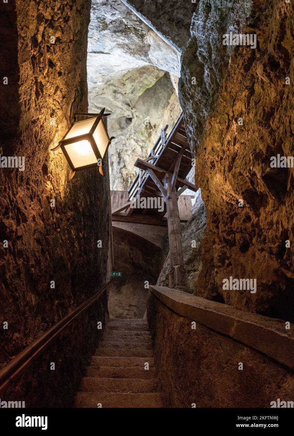 Inside a beautiful medieval cave castle, European Alps Stock Photo - Alamy