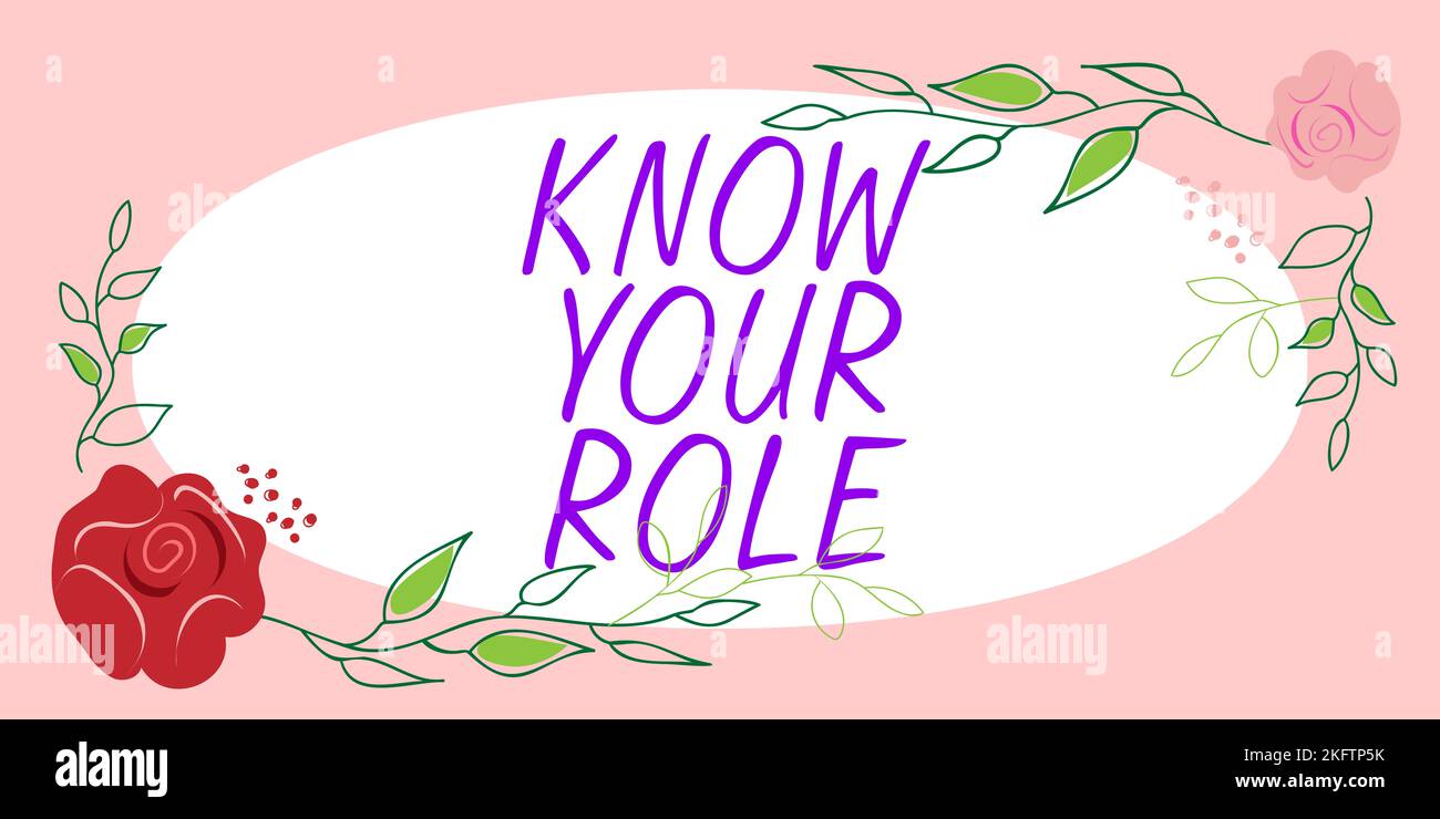 Hand writing sign Know Your Role. Word Written on Be clear of one ...