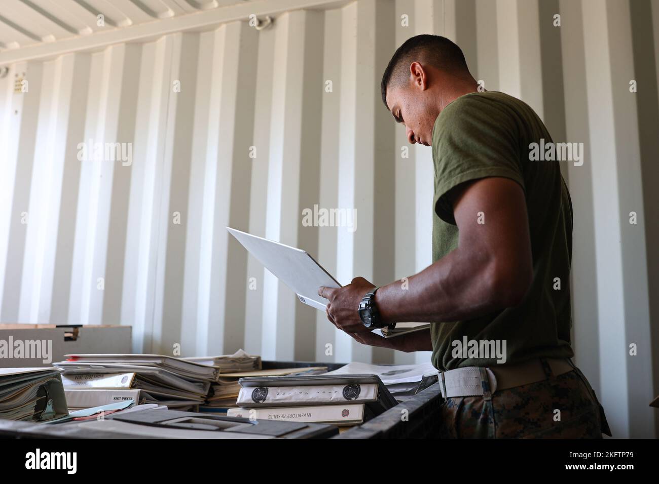 U.S. Marine Corps Private First Class Carlos Castillo, a warehouse ...