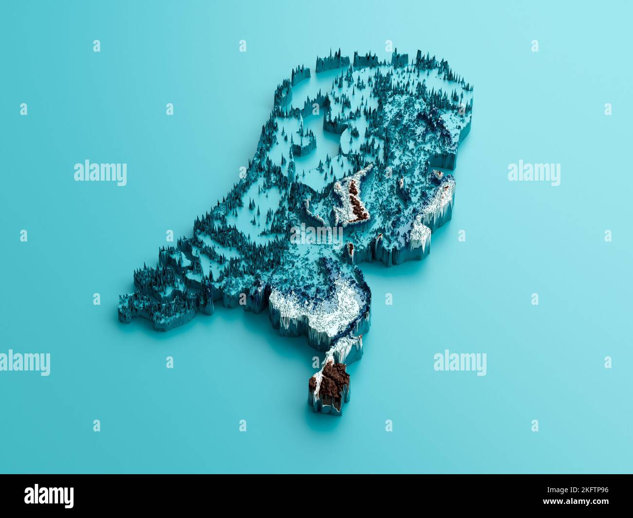 An illustrative Topographic Map of the Netherlands with tint Spectral ...