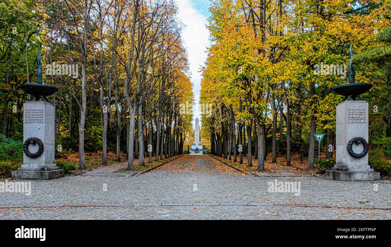Entrance to Soviet War Memorial & Cemetery for soldiers who died in ...