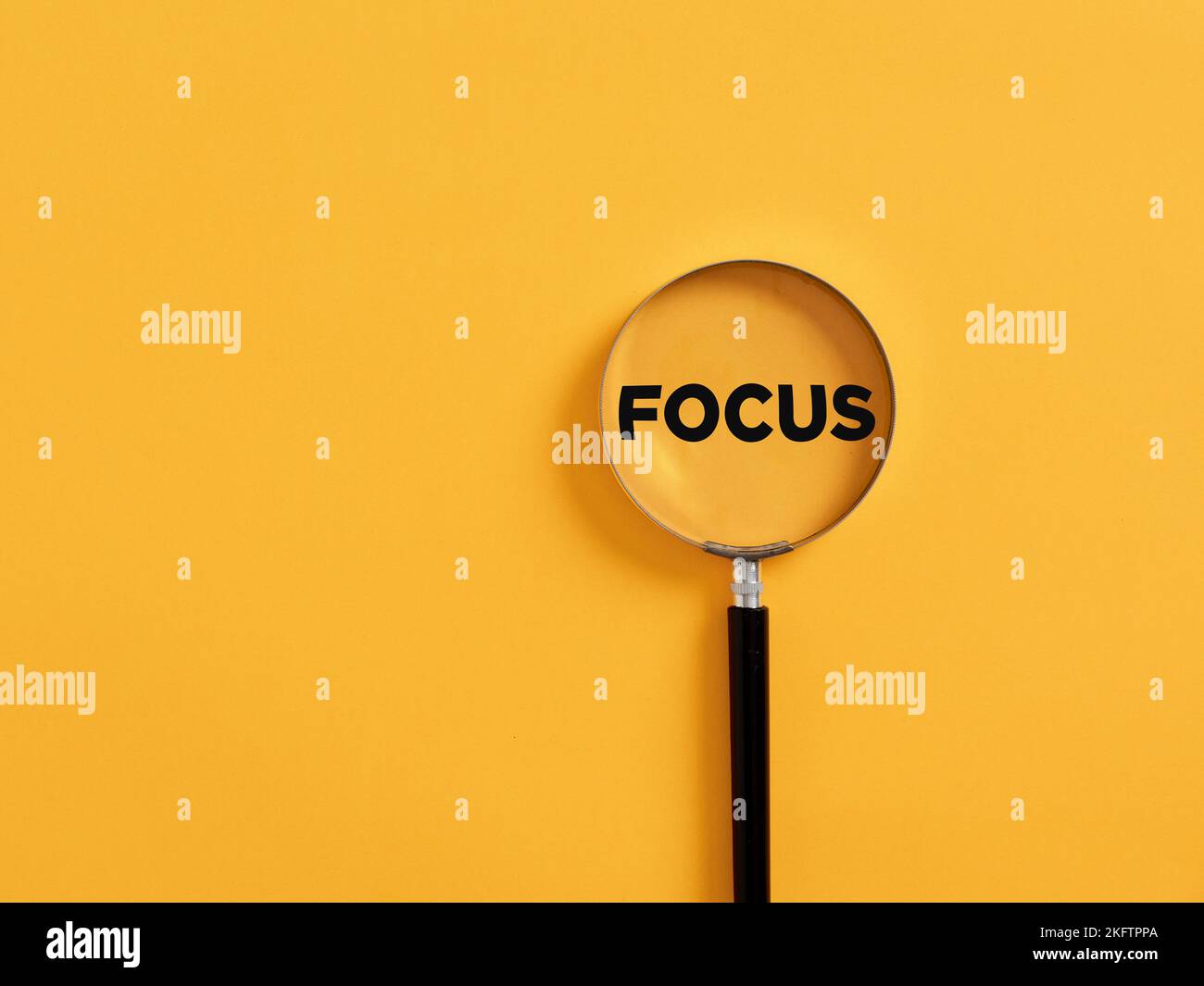 Magnifier focuses on the word focus. glass. Focusing or concentration ...