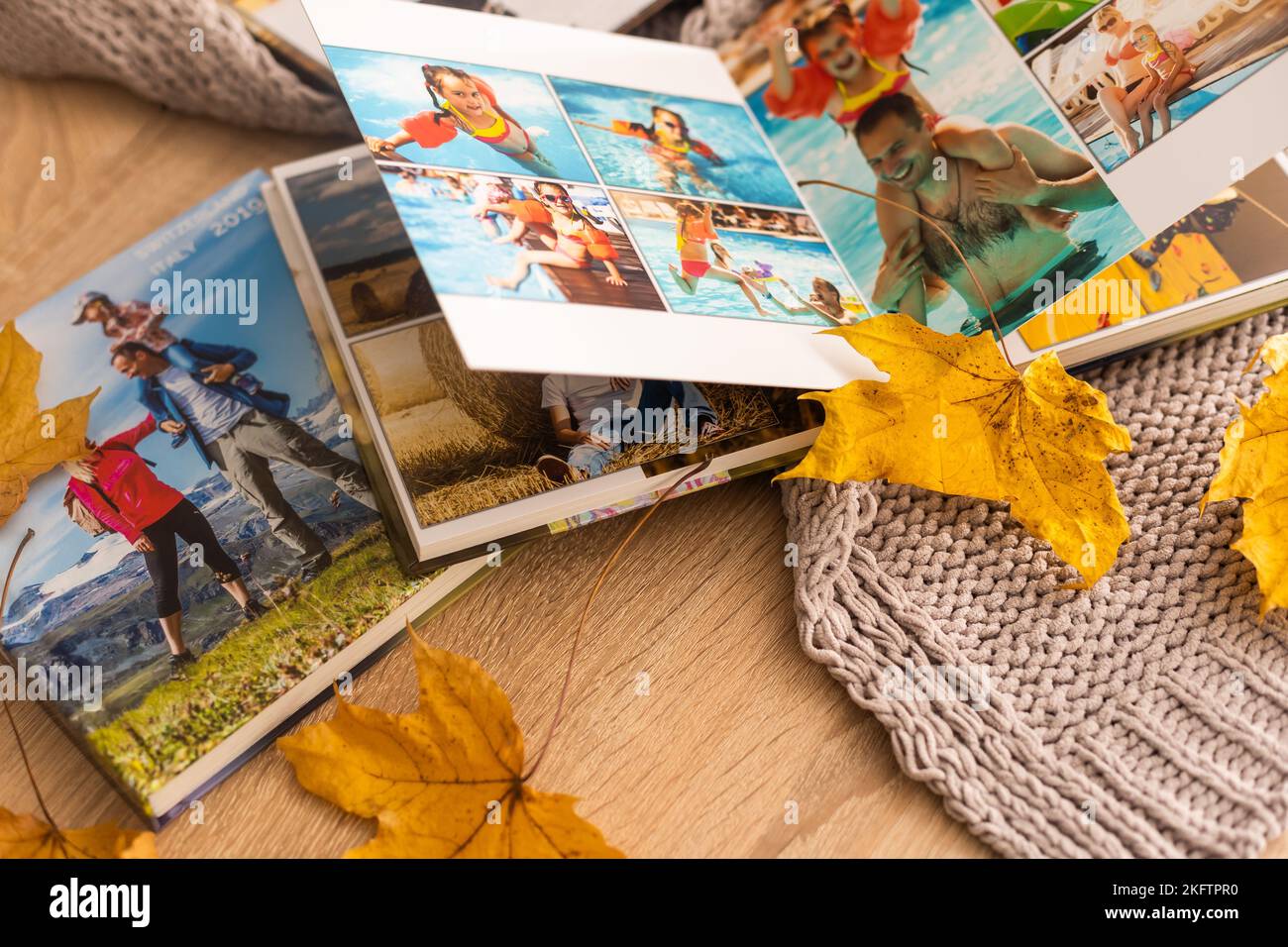photobook album and yellow leaves Stock Photo - Alamy