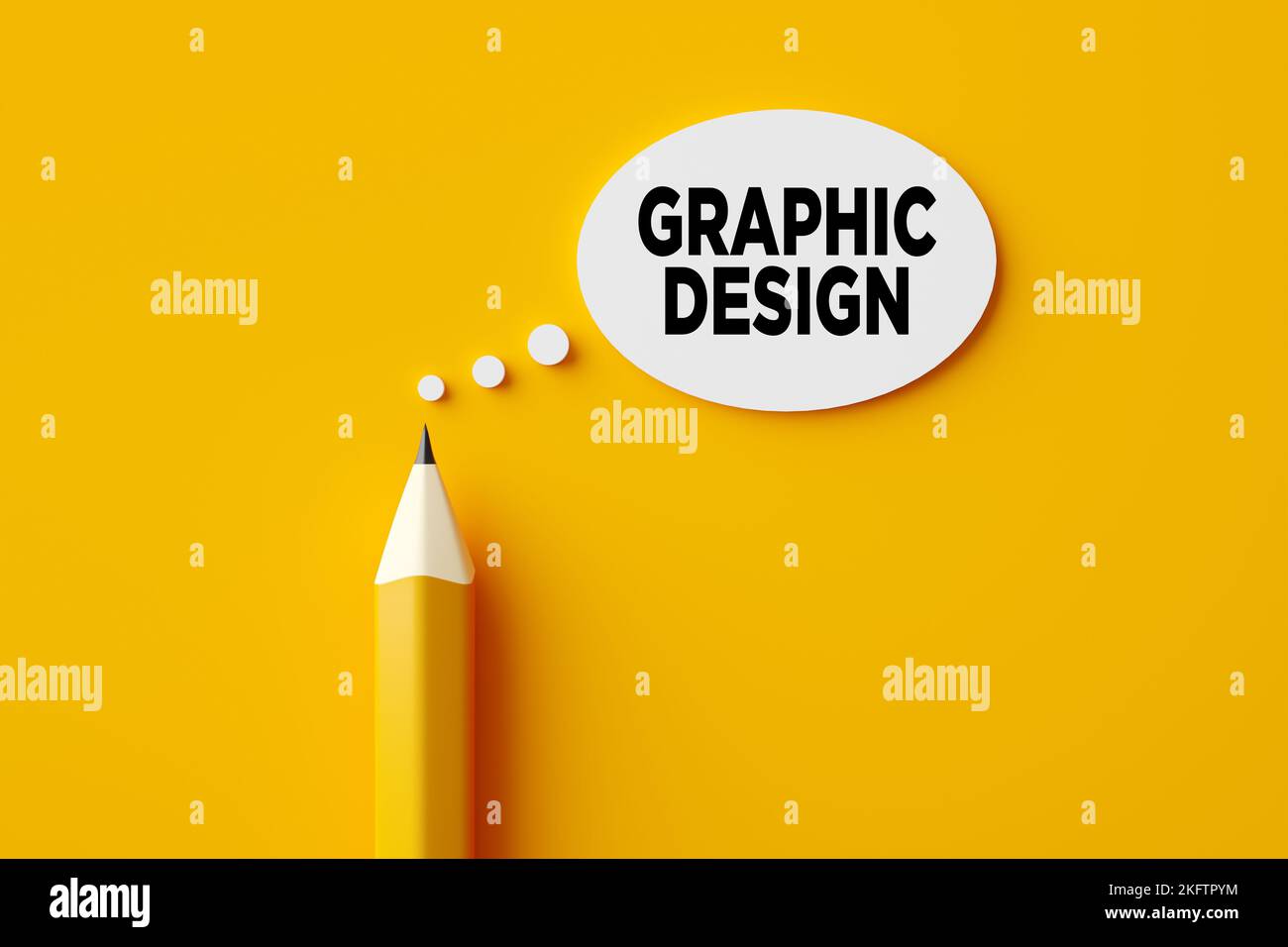 Pencil and thought bubble with the word Graphic Design on yellow ...