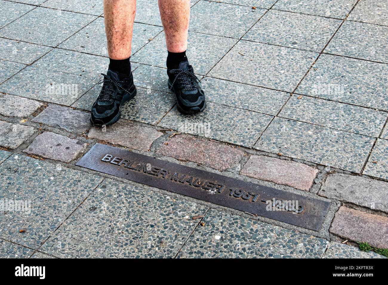 Cobblestones & Bronze plaque mark Route of Former Berlin Wall ...