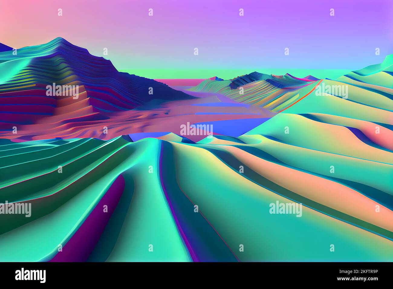 3d landscape computer generated abstact background Y2K aestetic Stock ...