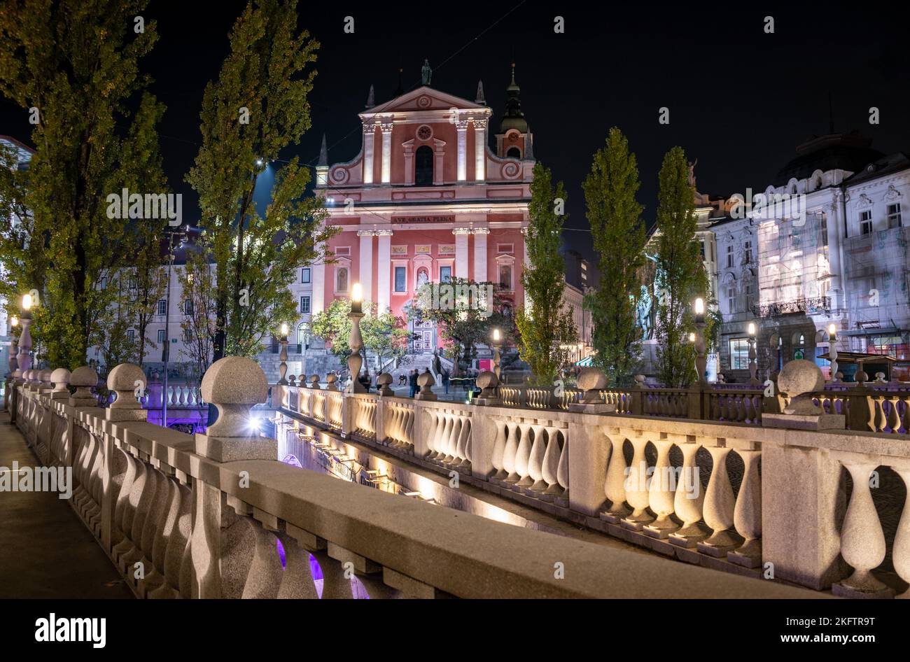 Famous Three Bridges and the Preseren square in the center of Ljubljana ...