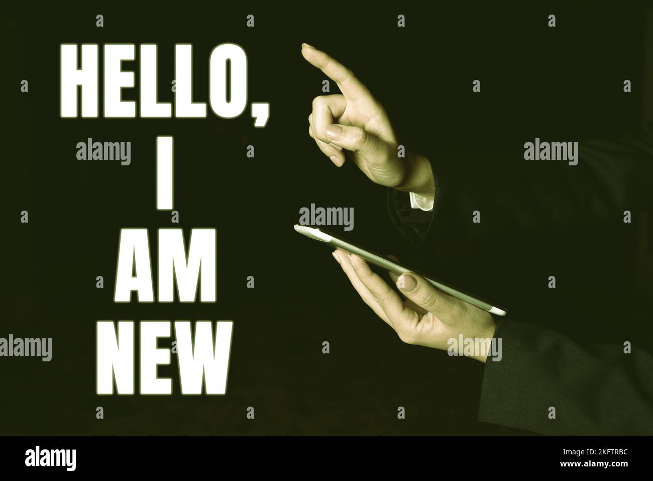 Hand writing sign Hello, I Am New. Business idea introducing oneself in ...