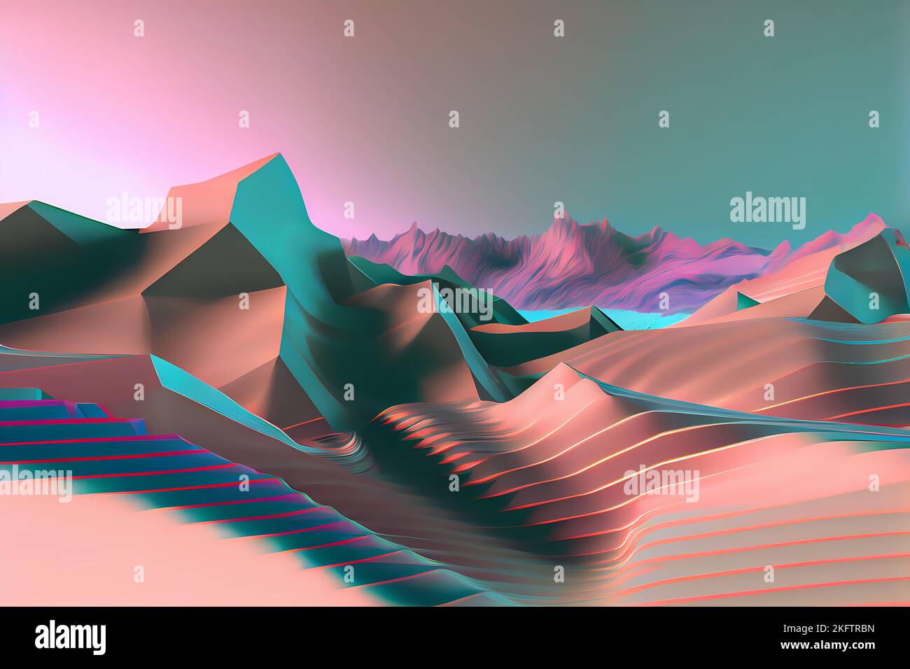 3d landscape computer generated abstact background Y2K aestetic Stock ...