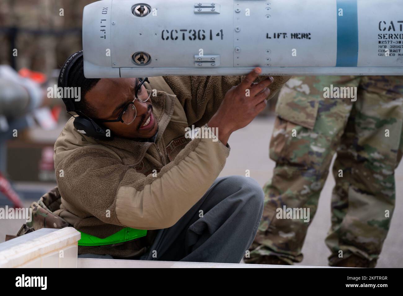 U.S. Air Force Staff Sgt. Anhre Bourgeois, a 356th Aircraft Maintenance ...