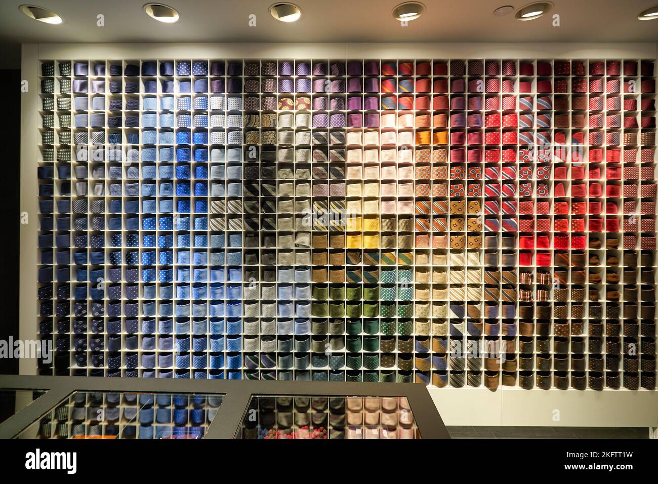 HONG KONG, CHINA - CIRCA DECEMBER, 2019: interior shot of Suitsupply ...