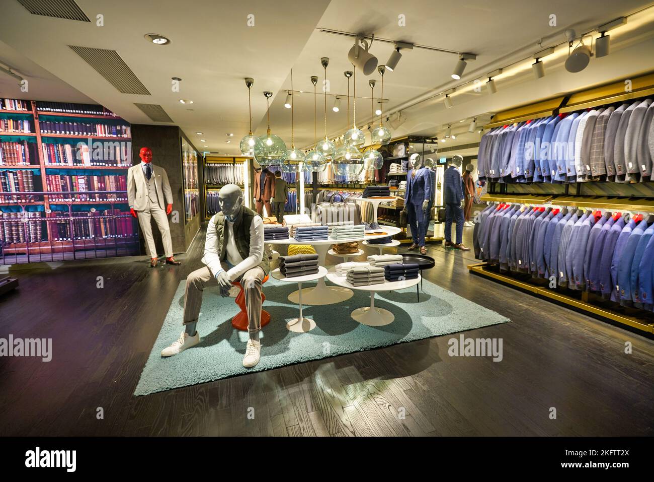HONG KONG, CHINA - CIRCA DECEMBER, 2019: interior shot of Suitsupply ...
