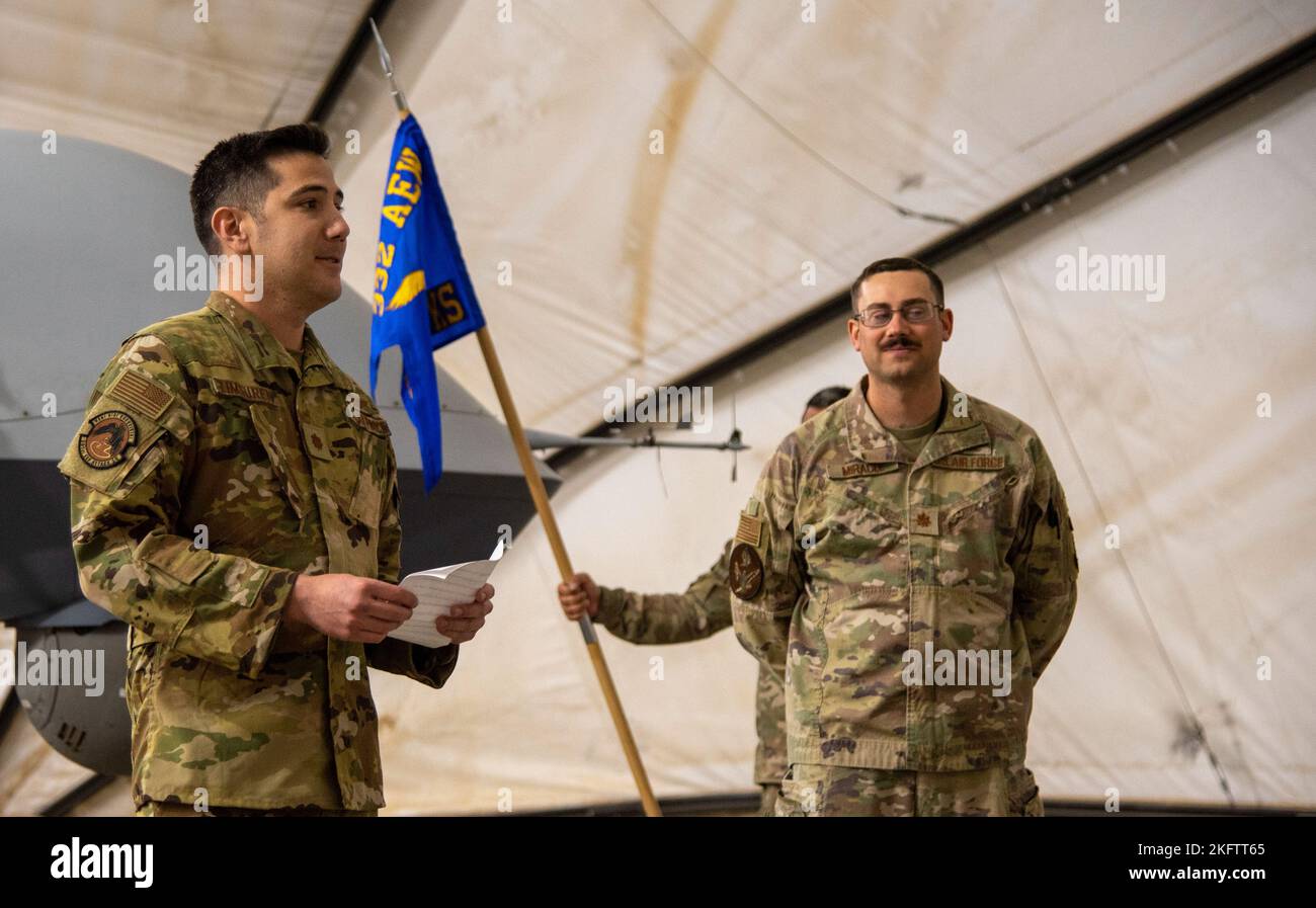 U.S. Air Force Maj. James Miracle, 361st Expeditionary Attack Squadron ...