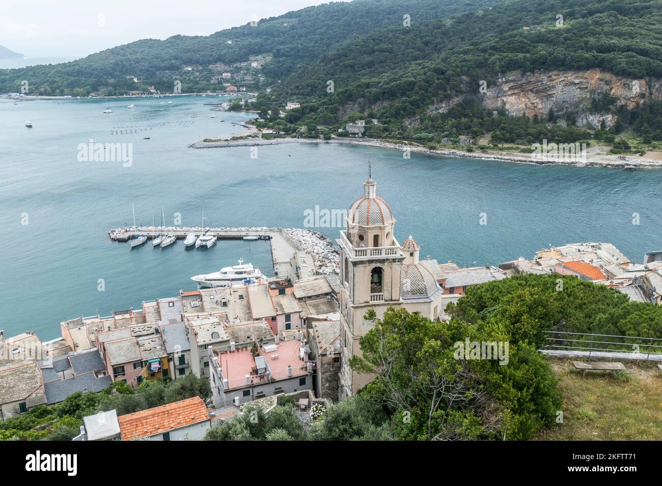 aerial view of a beach of Palmaria island with green water Stock Photo ...