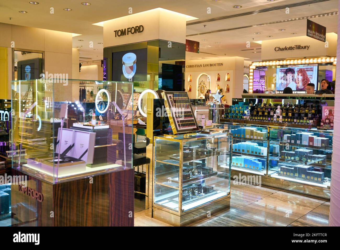 HONG KONG, CHINA - CIRCA DECEMBER, 2019: Tom Ford products on display ...
