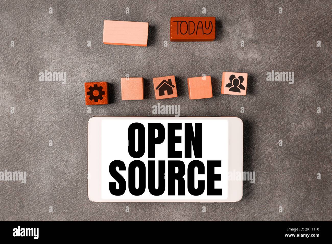 Conceptual caption Open Source. Business overview denoting software which original source code ...