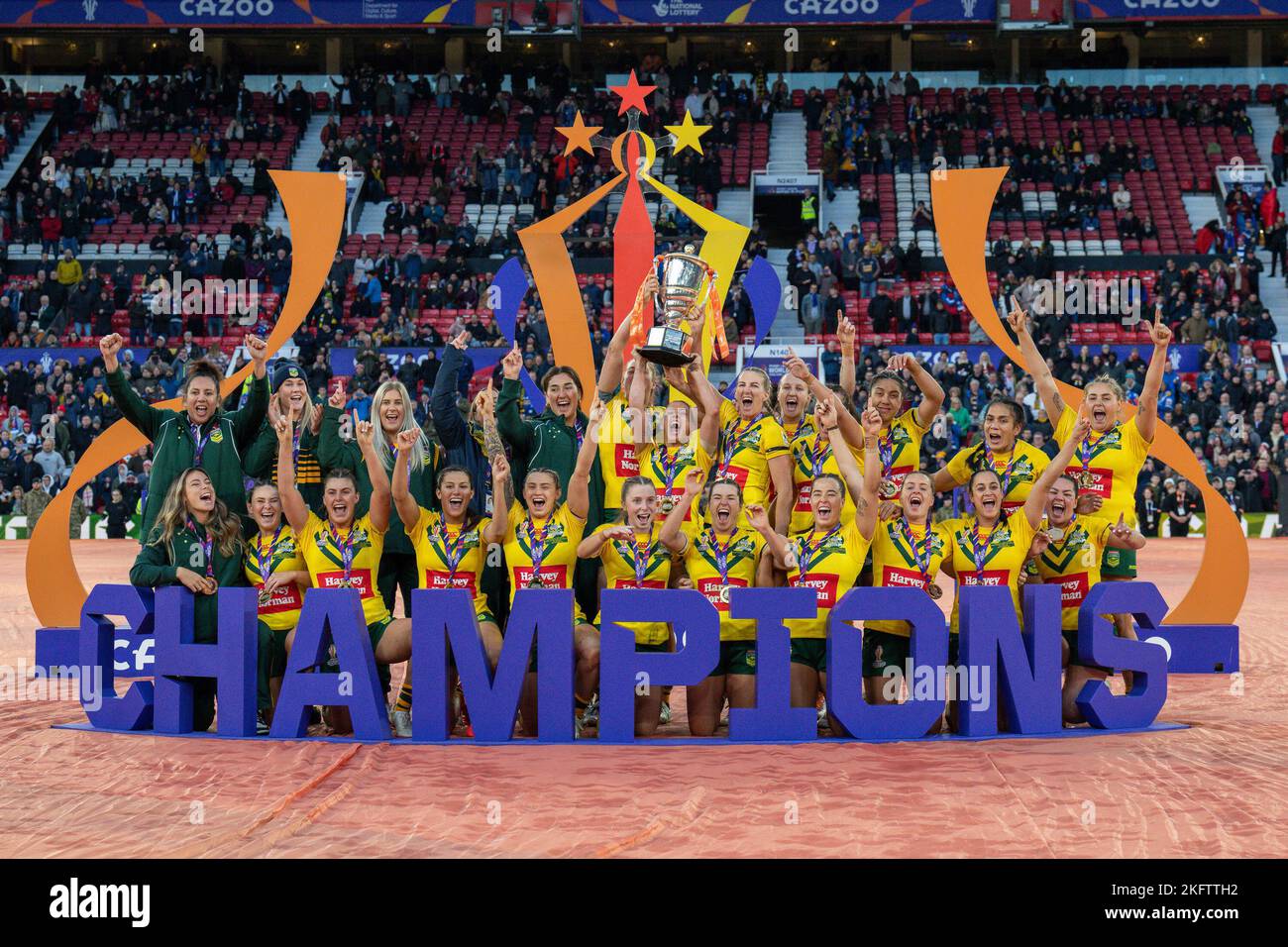 Manchester, UK. 18th Nov, 2022. Australia Women lift the trophy after ...