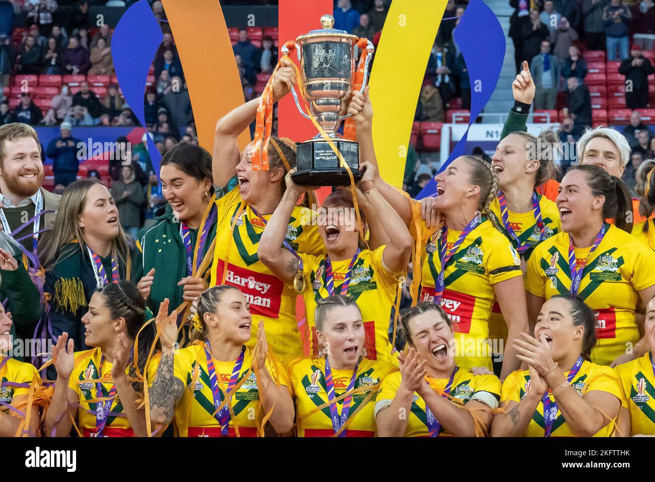 Manchester, UK. 18th Nov, 2022. Australia Women lift the trophy after ...