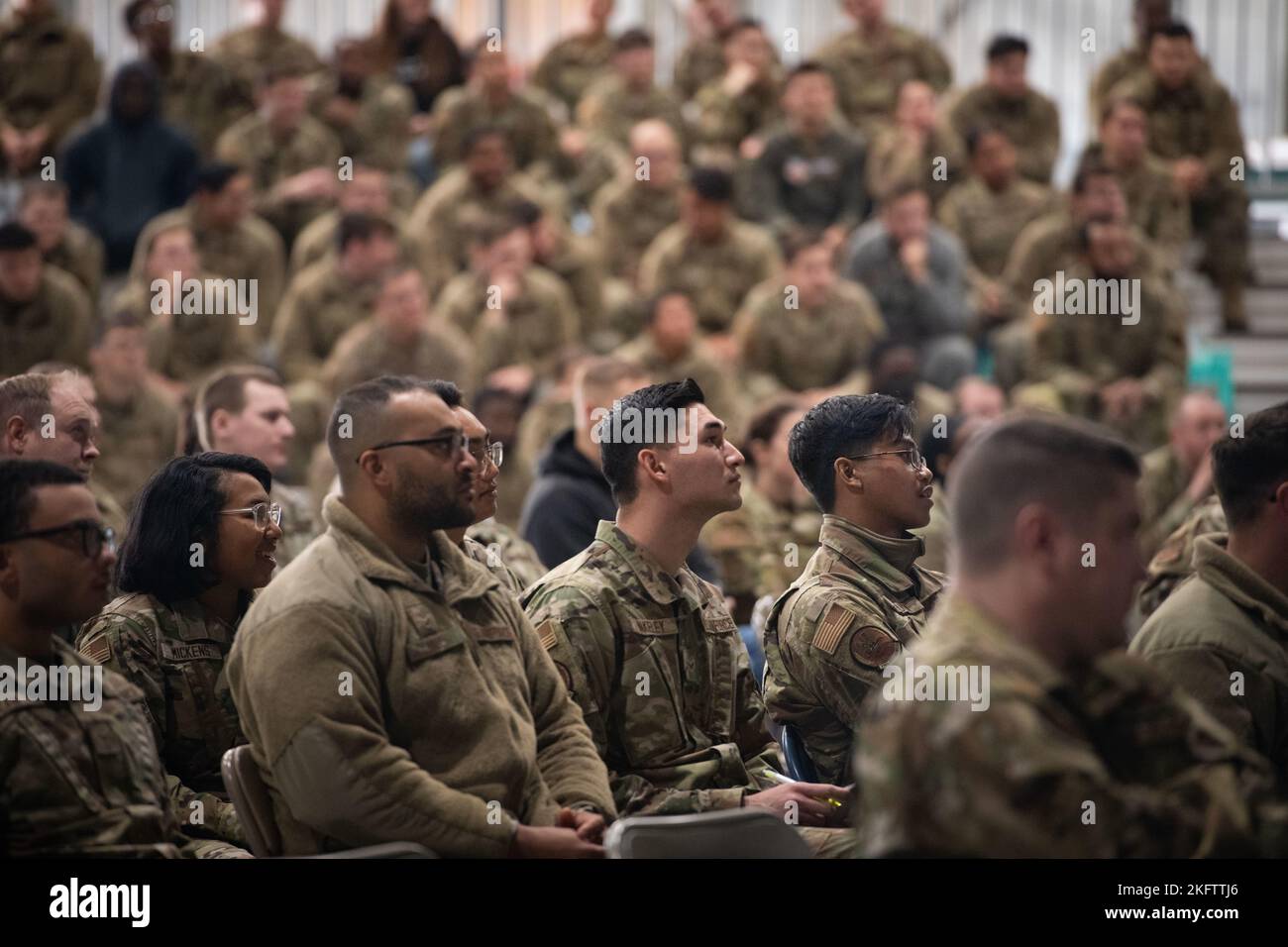 Airmen assigned to the 319th Reconnaissance Wing attend the year end ...
