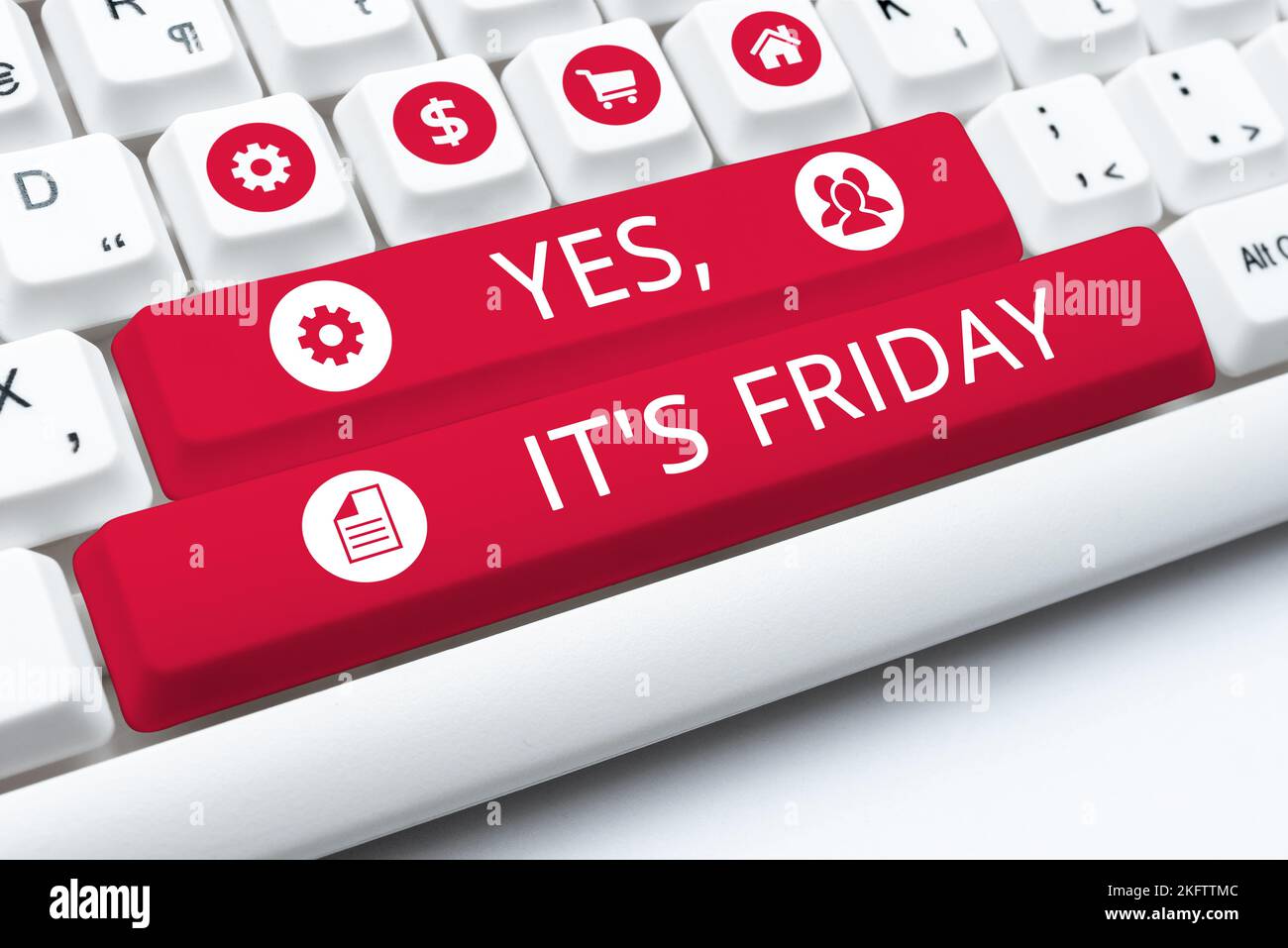 Text caption presenting Yes, It's Friday. Business overview having ...