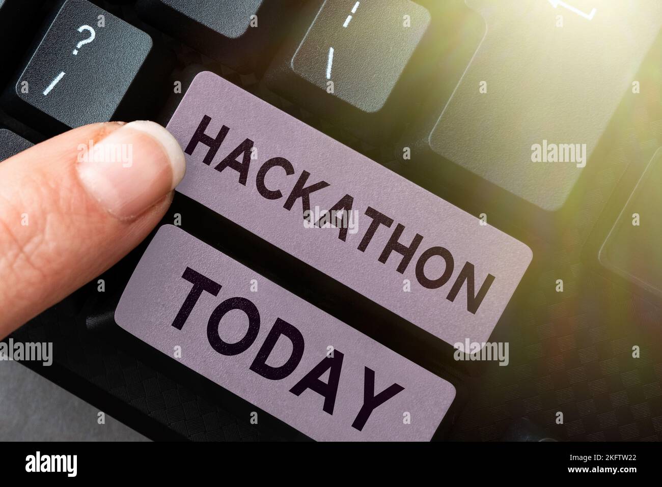 Inspiration showing sign Hackathon. Internet Concept event where large ...
