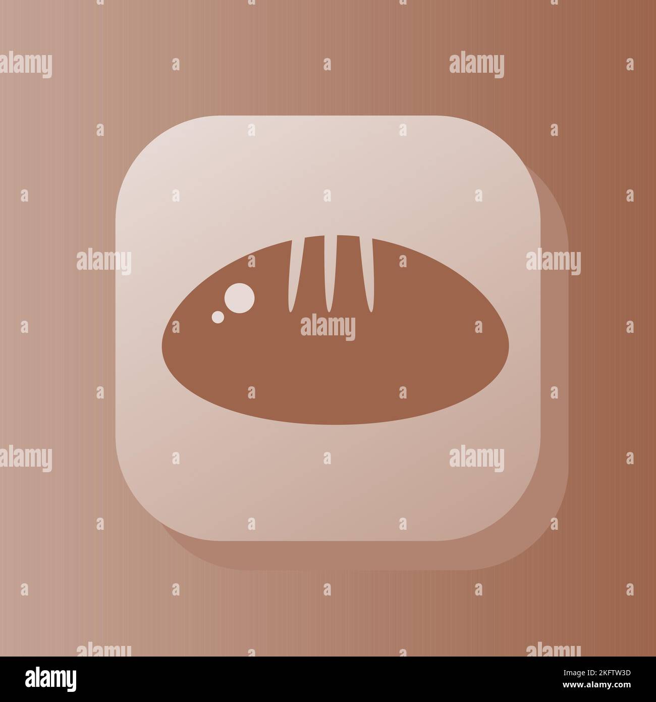 Bread 3d button outline icon. Healthy nutrition concept. Baking 3d ...