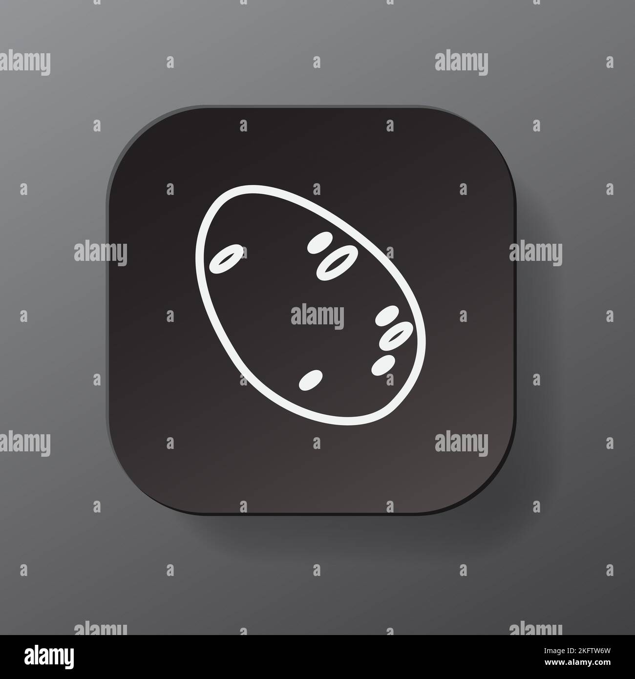 Black square button with potato icon, white outline on the black plate ...