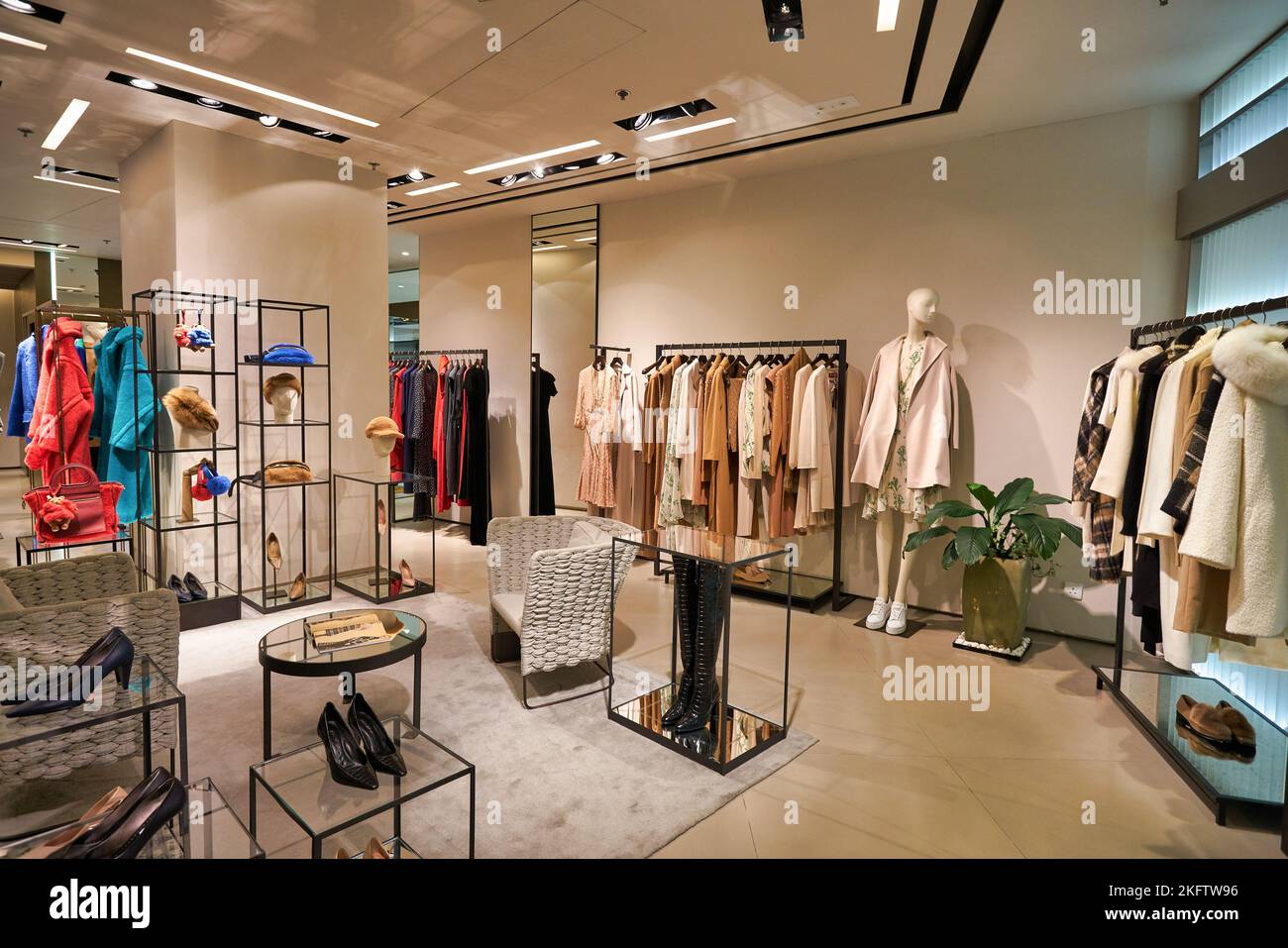 HONG KONG, CHINA - CIRCA DECEMBER, 2019: interior shot of Max Mara ...