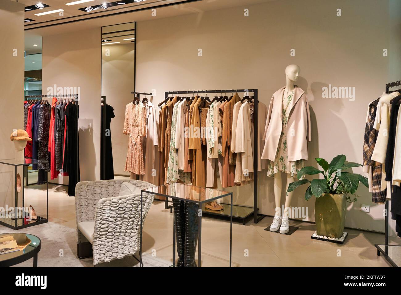 HONG KONG, CHINA - CIRCA DECEMBER, 2019: interior shot of Max Mara ...
