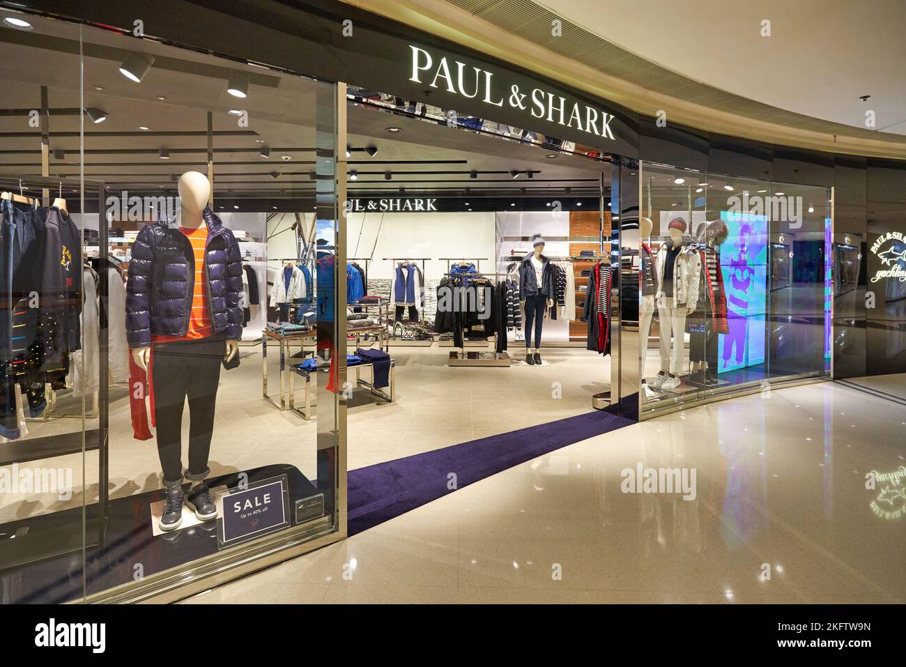 HONG KONG, CHINA - CIRCA DECEMBER, 2019: entrance to Paul&Shark store ...