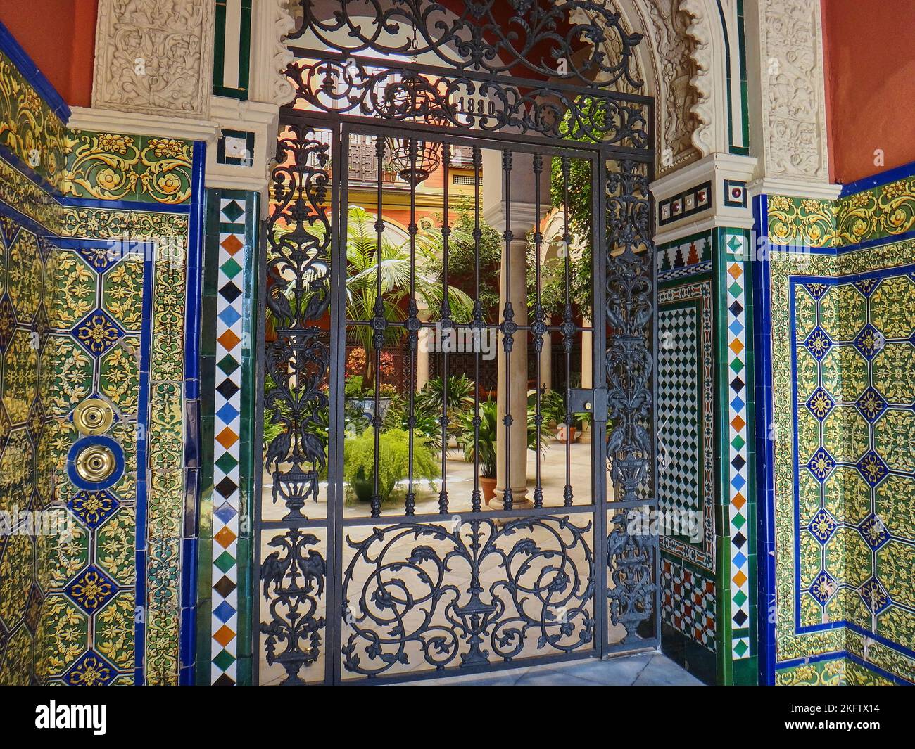 Seville, Spain - 06 06 2014: details of a typical spanish patio in ...