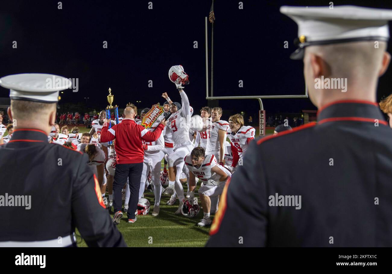 Cumberland Valley High School celebrates their win over Central Dauphin ...