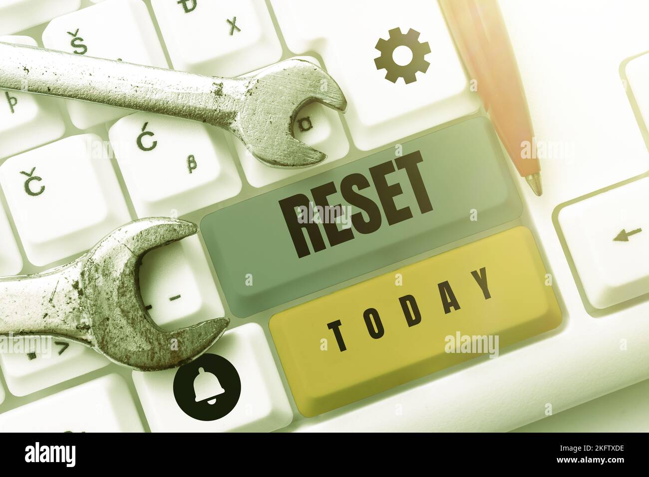 Text sign showing Reset. Concept meaning cause device return to its ...