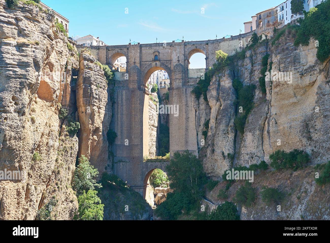 the old and ancient bridge of Ronda in Andalusia Spain is popular ...
