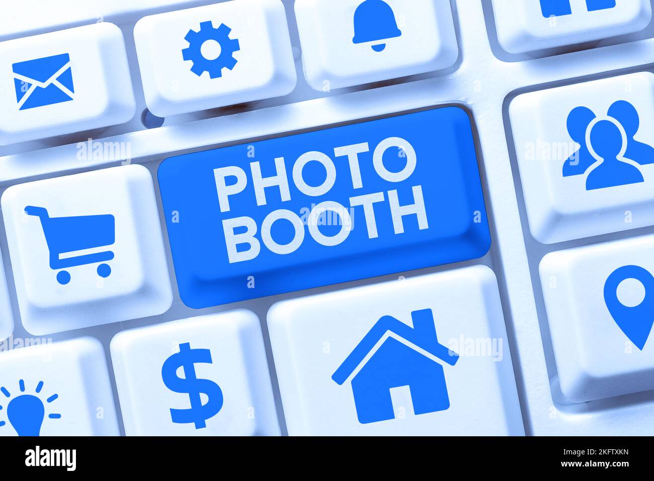 Conceptual caption Photo Booth. Concept meaning form of photo sharing ...