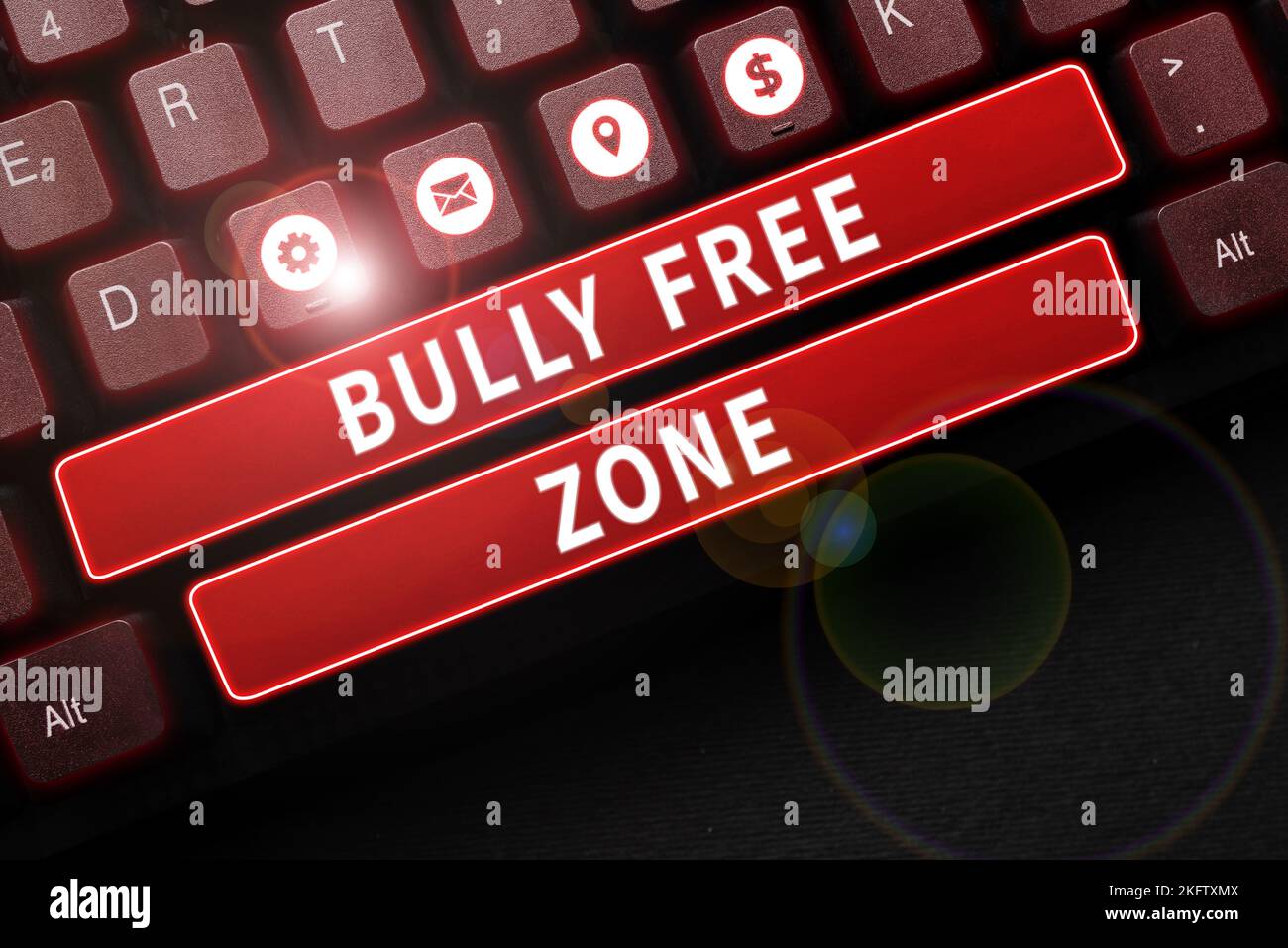 Inspiration showing sign Bully Free Zone. Concept meaning Be respectful ...