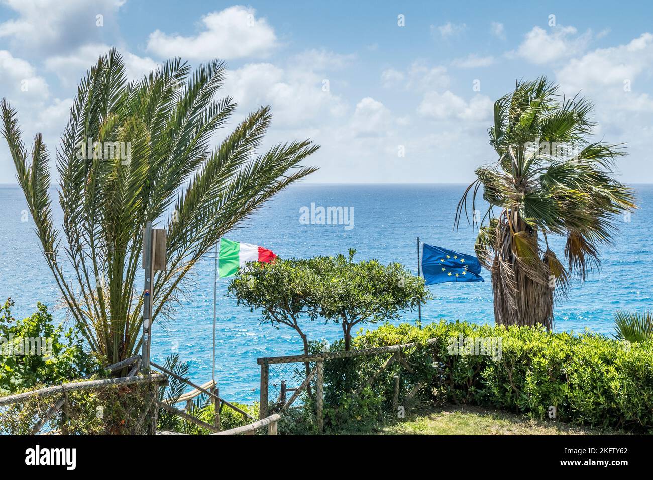 waving flag of Eu and Italy symbol of solidarity anc cooperation for ...