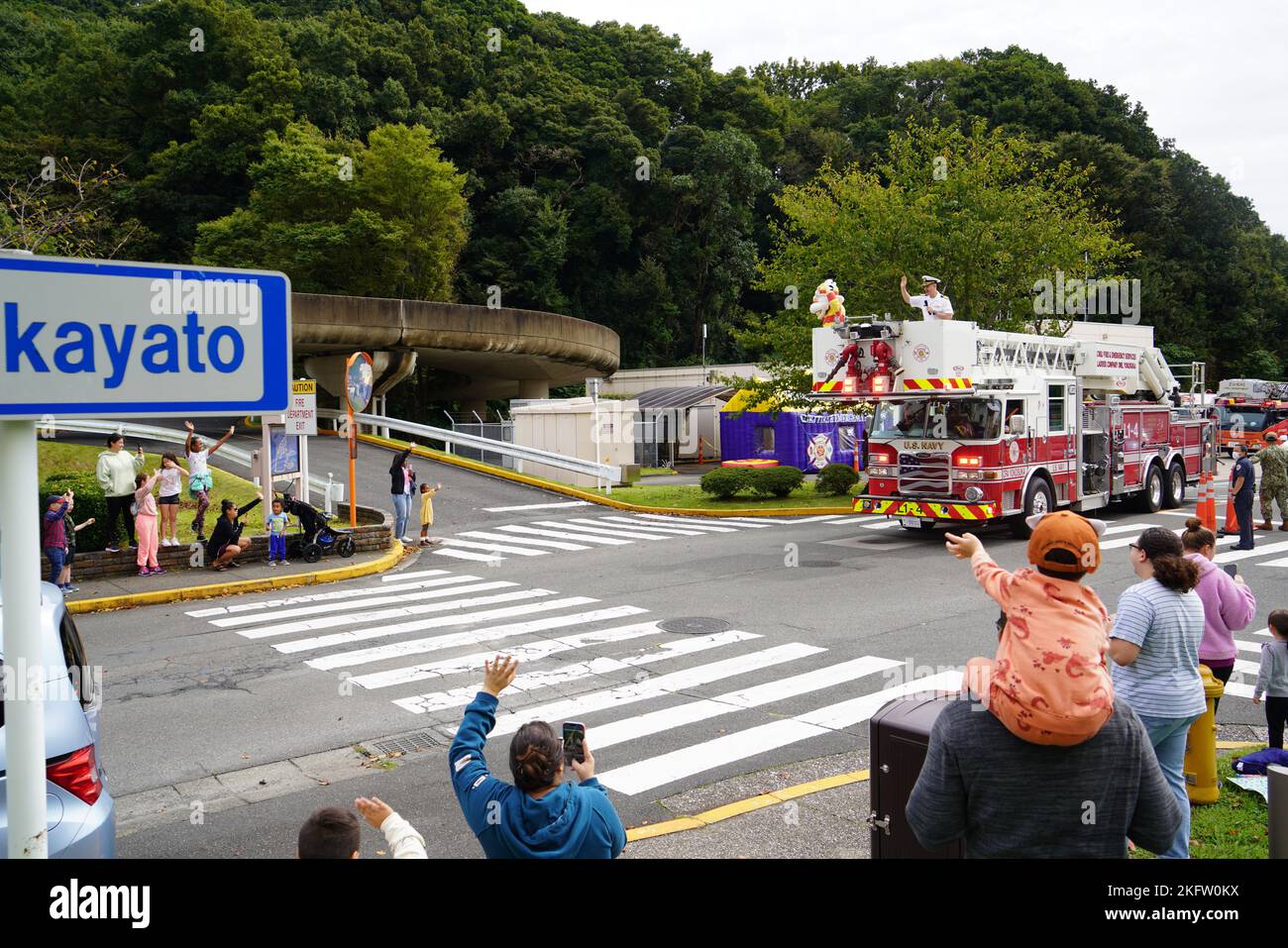 YOKOSUKA, Japan (Oct. 8, 2022) — A crowd watches fire safety vehicles ...